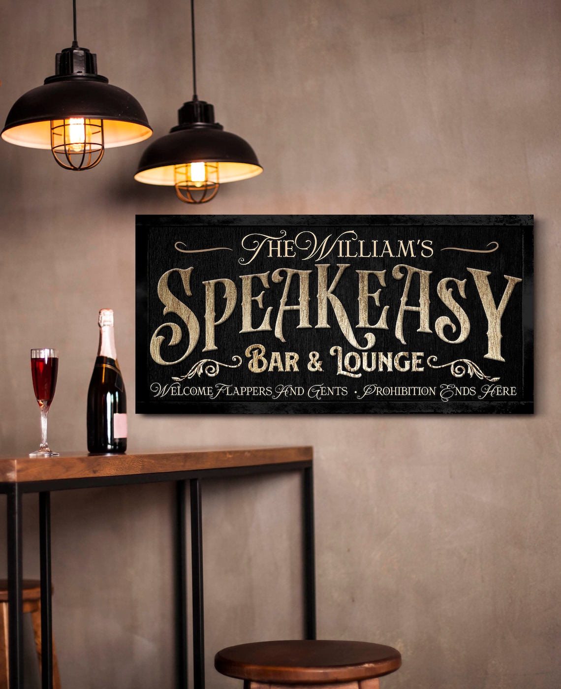 Personalized Speakeasy Bar & Lounge Sign, Rustic Man Cave Garage ...