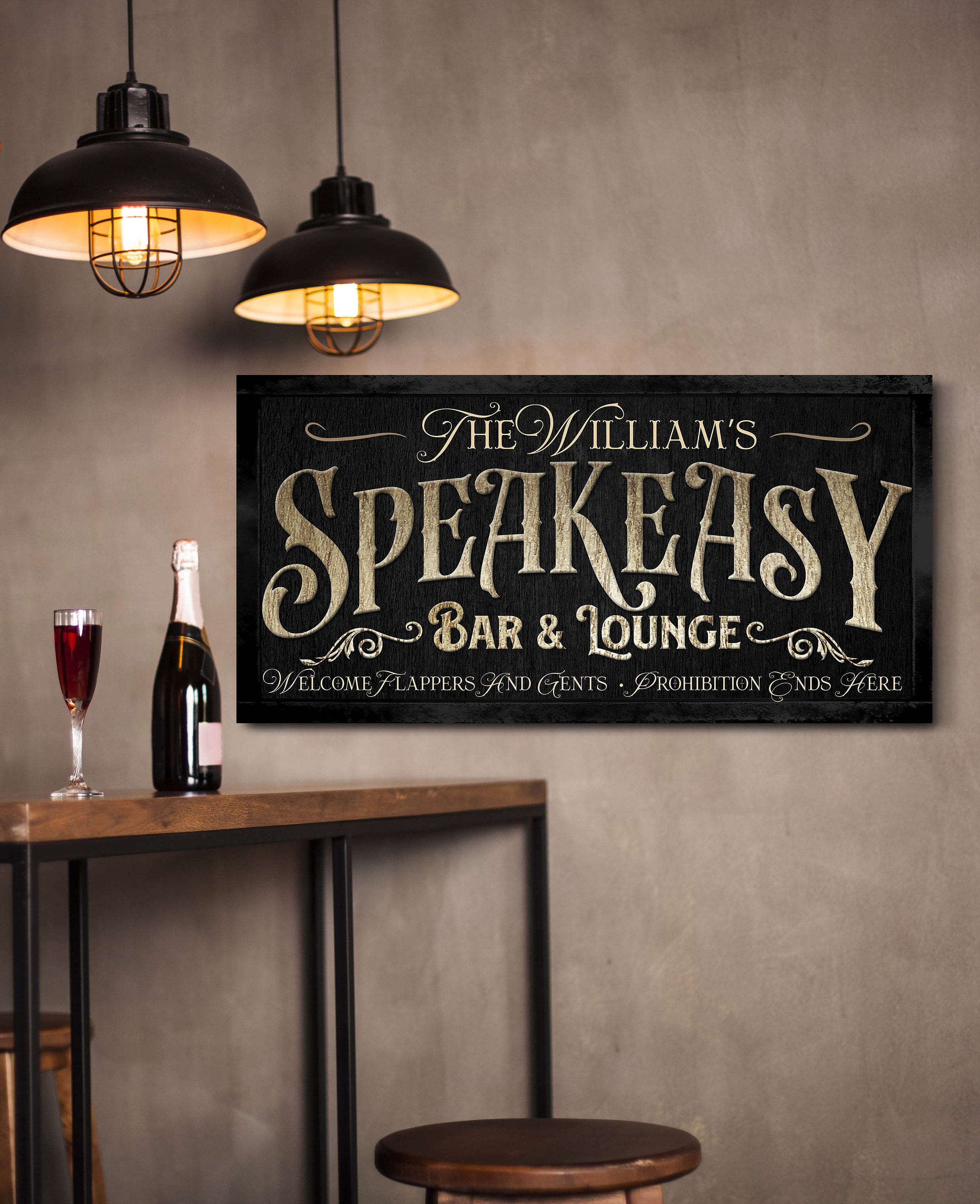 Personalized Speakeasy Bar & Lounge Sign, Rustic Man Cave Garage ...