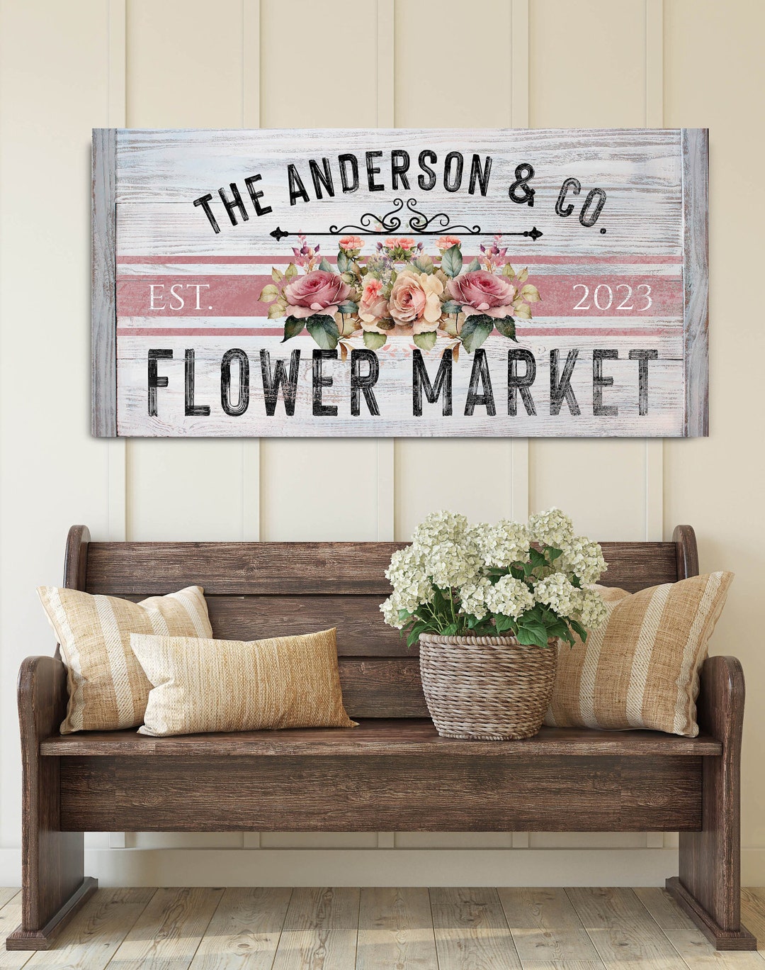 Custom Farm Fresh Flowers Sign, Personalized Modern Farmhouse Wall ...