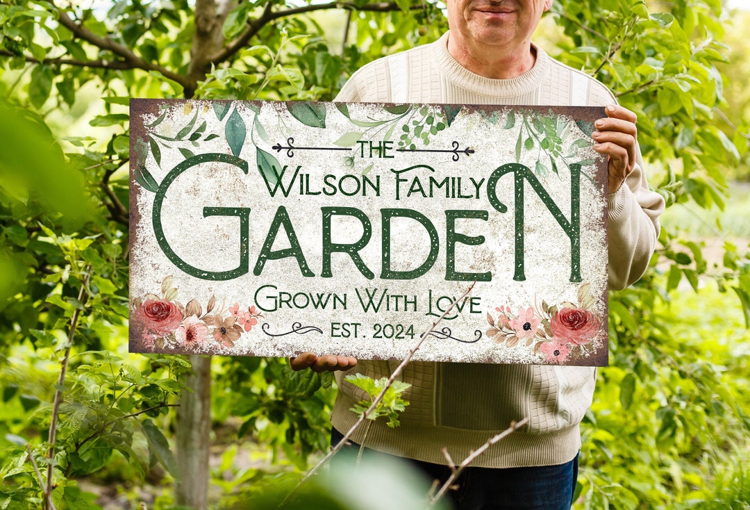 Personalized Family Garden Sign, Custom Gardener Family Wall Art, Grown ...