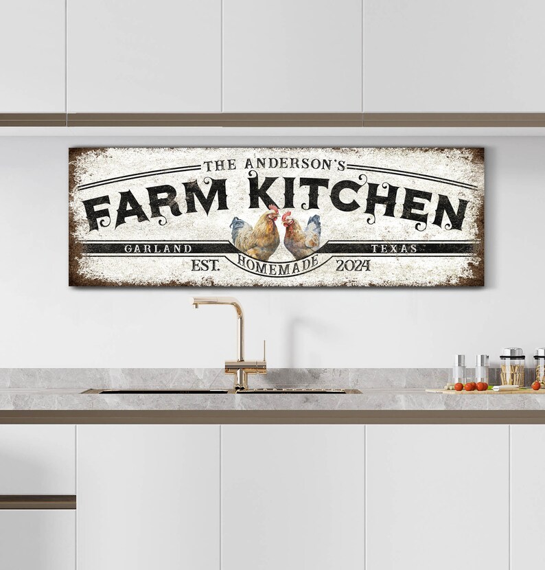 Personalized Farm Kitchen Sign, Custom Farmhouse Kitchen Wall Art ...
