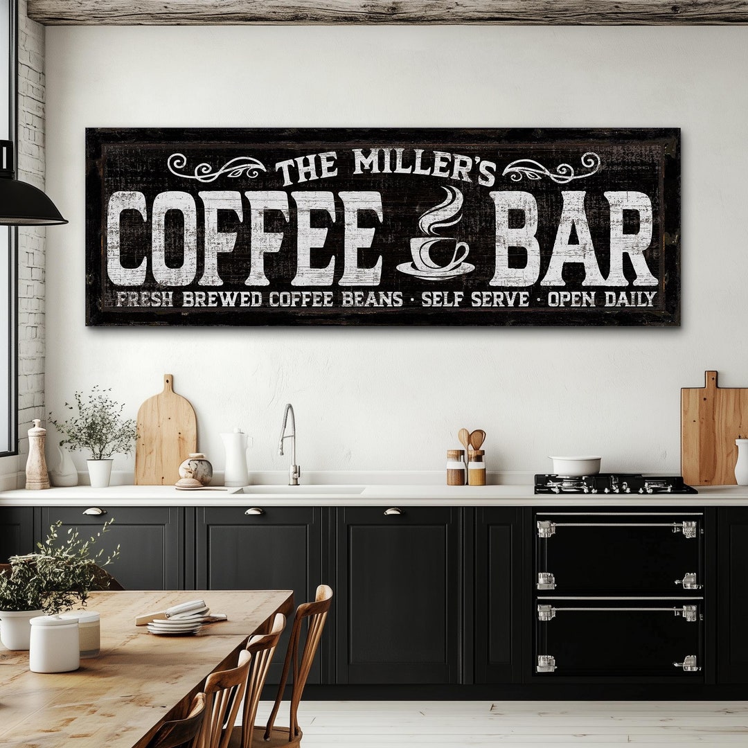 Personalized Coffee Bar Sign, Coffee Shop Sign, Cafe Decor, Family ...