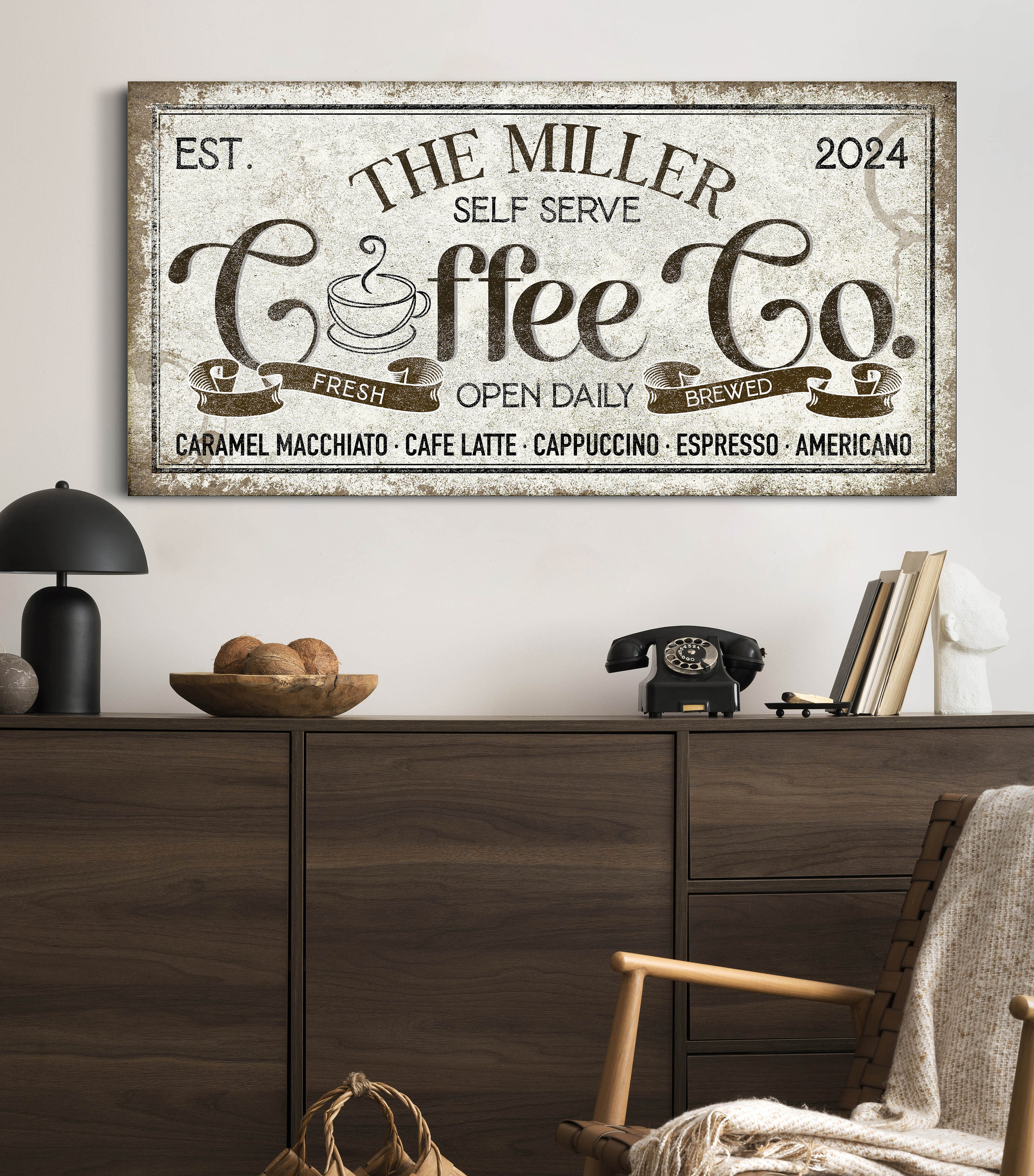 Personalized Coffee Co Sign, Coffee Shop Wall Art, Rustic Coffee ...