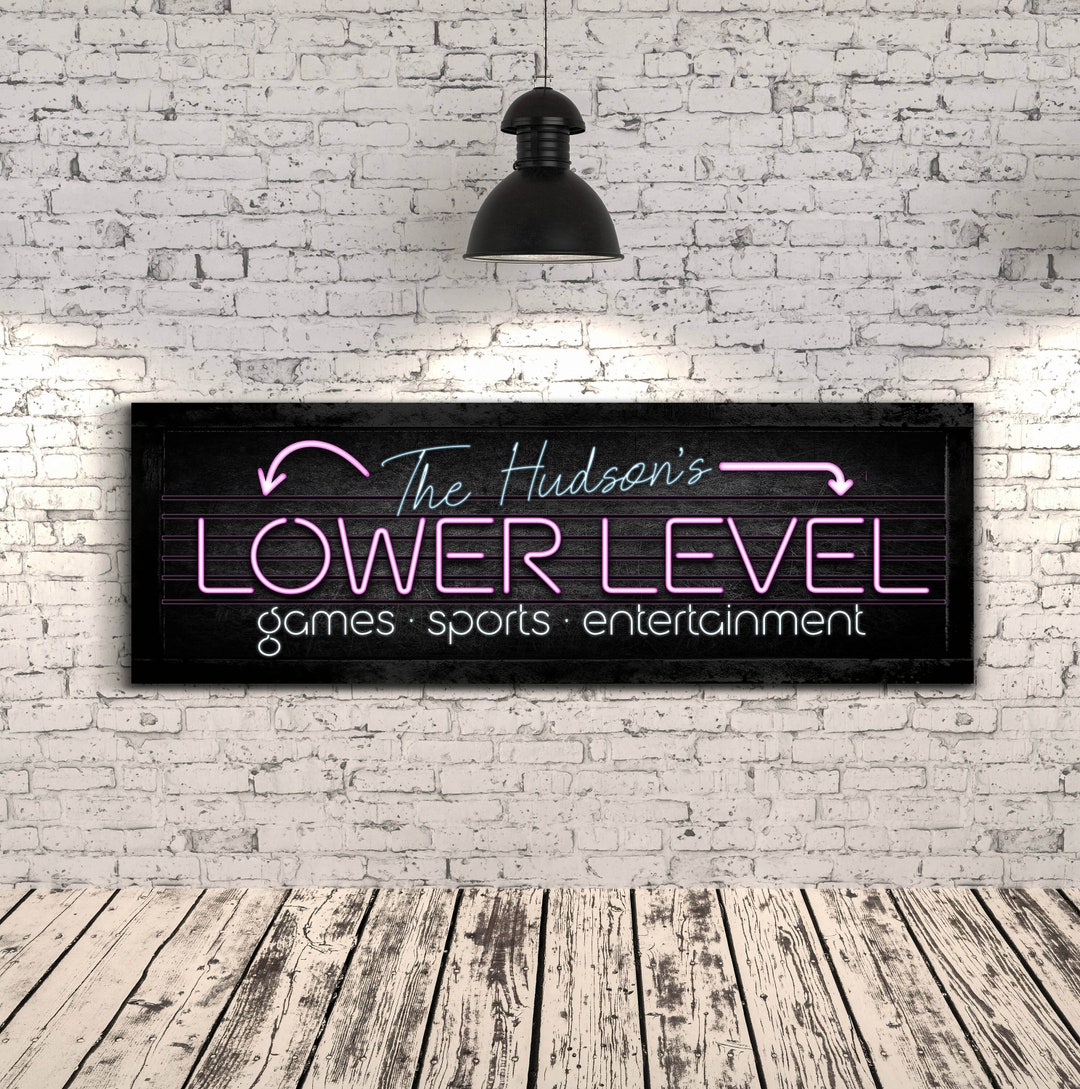 Custom Lower Level Sign, Personalized Lounge Wall Art, Modern Farmhouse ...