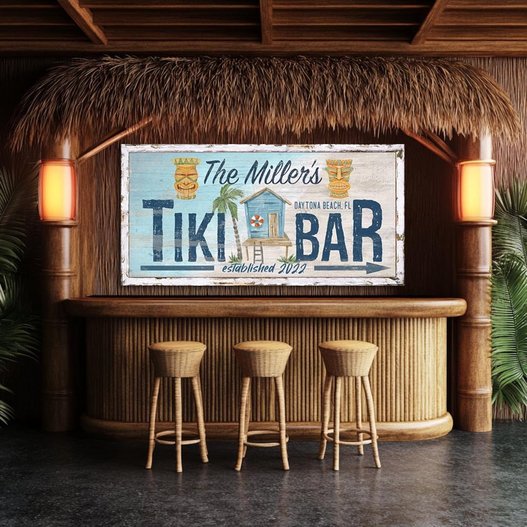 Personalized Tiki Bar Sign, Beach House Decor, Coastal Beach Signs ...
