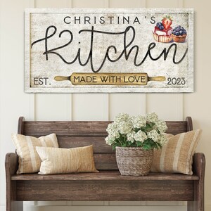 Personalized Family Kitchen Sign, Custom Gift Kitchen Decor, Kitchen ...