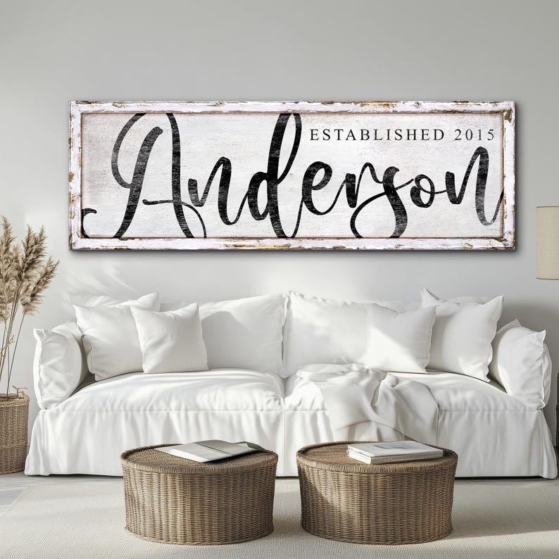 Custom Family Name Sign, Family Establish Sign, Rustic Livingroom Decor ...