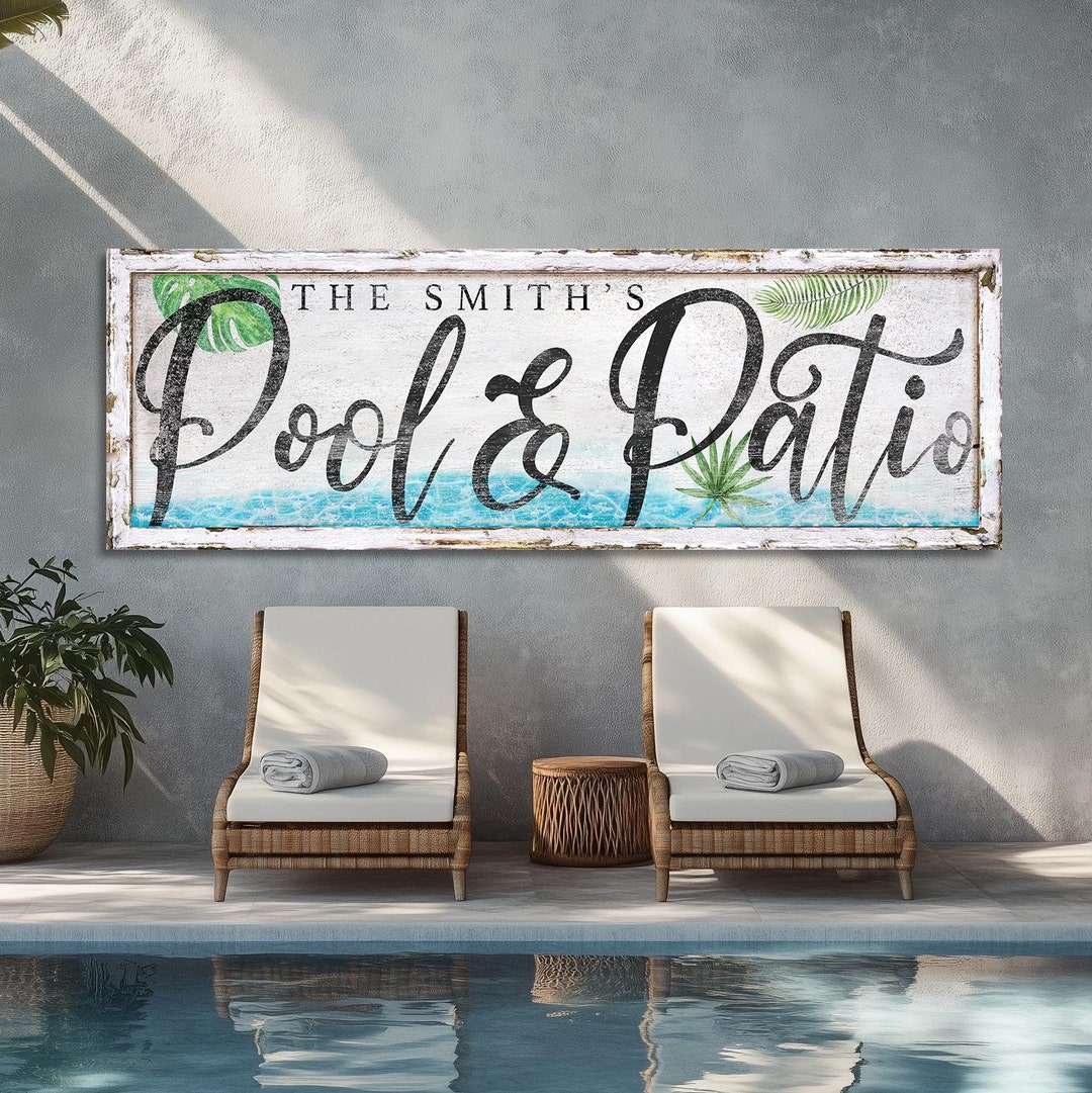 Custom Pool and Patio Sign, Personalized Pool Wall Decor, Personalized ...