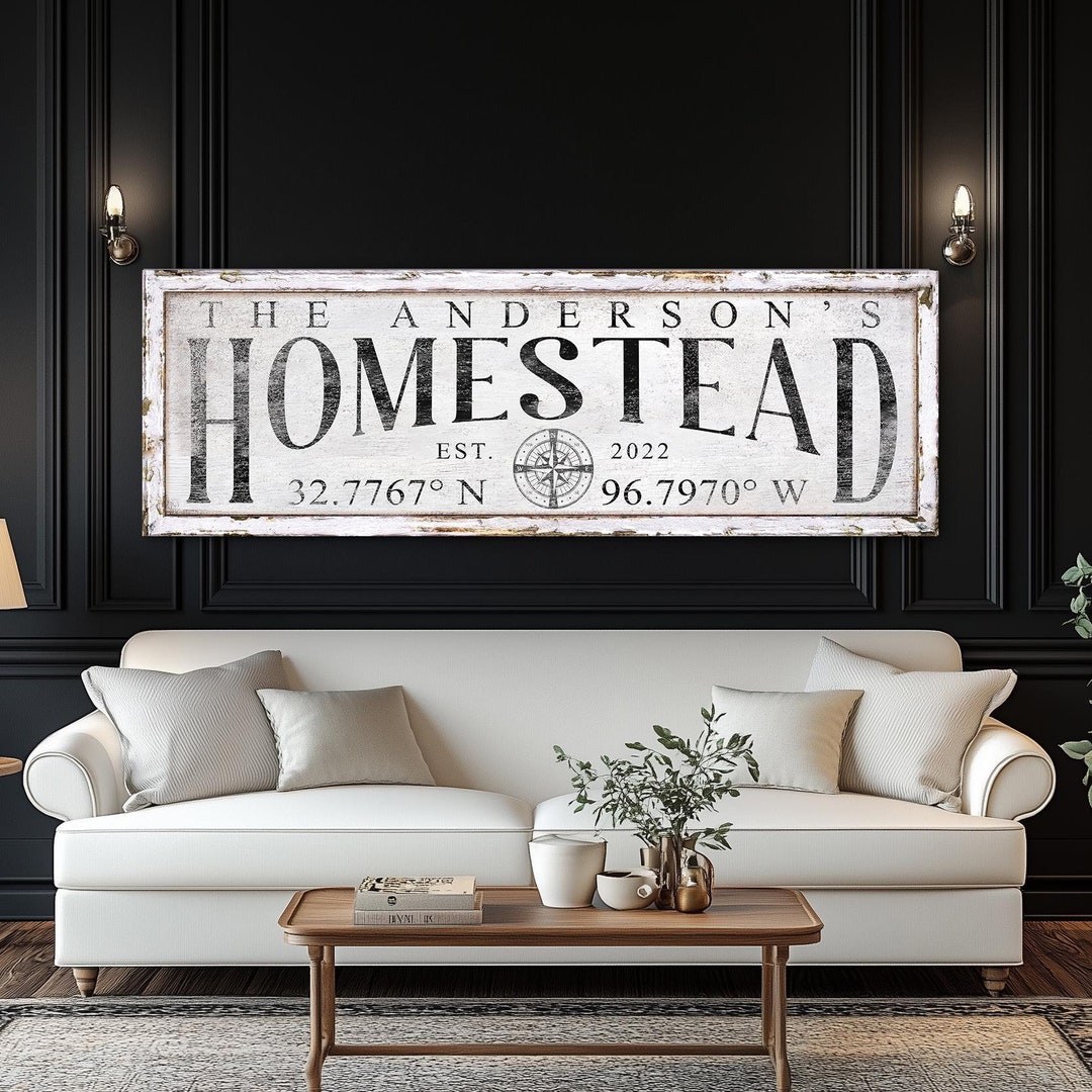 Personalized Homestead, Family Homestead Wall Decor, Custom Coordinates ...