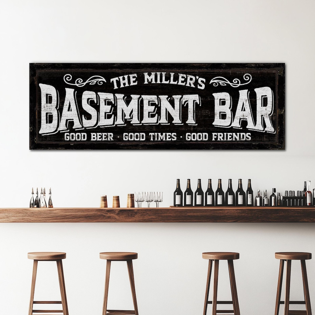 Custom Basement Bar Sign, Bar & Lounge Sign, Home Bar Decor, Man Cave ...