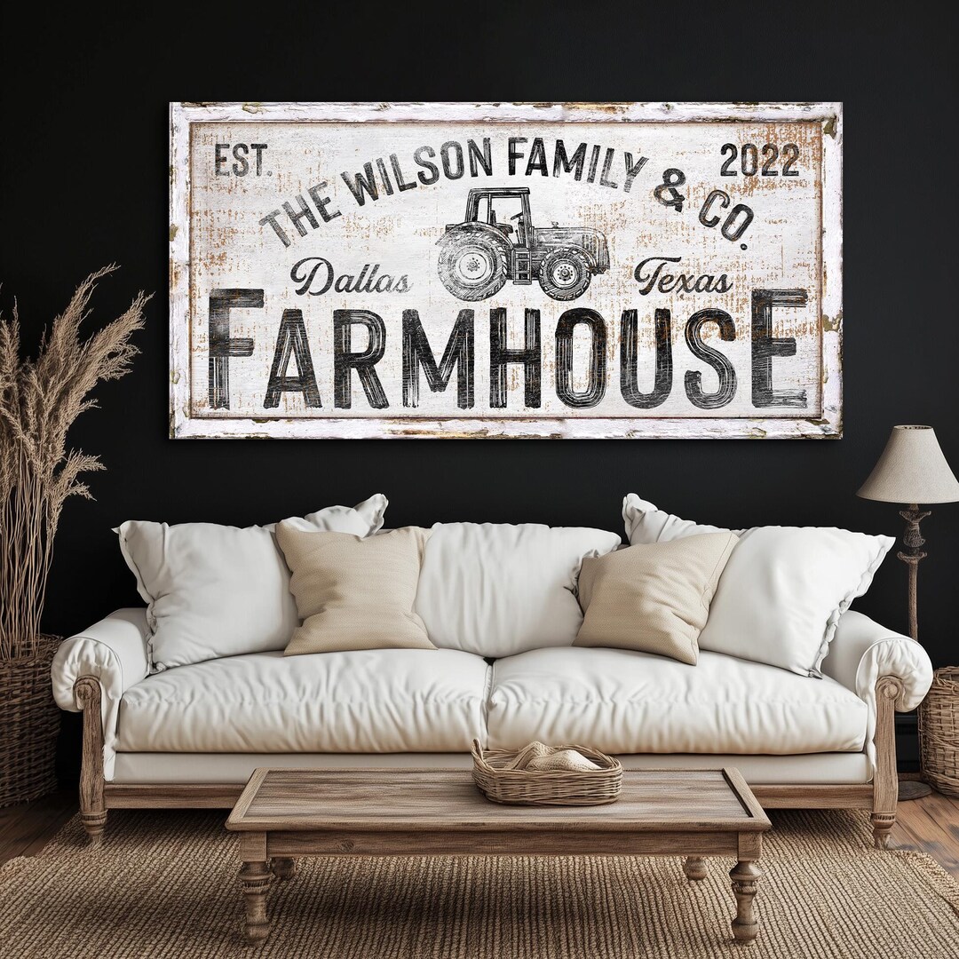 Personalized Farmhouse Sign, Family Name Sign, Vintage Farmstead Decor ...