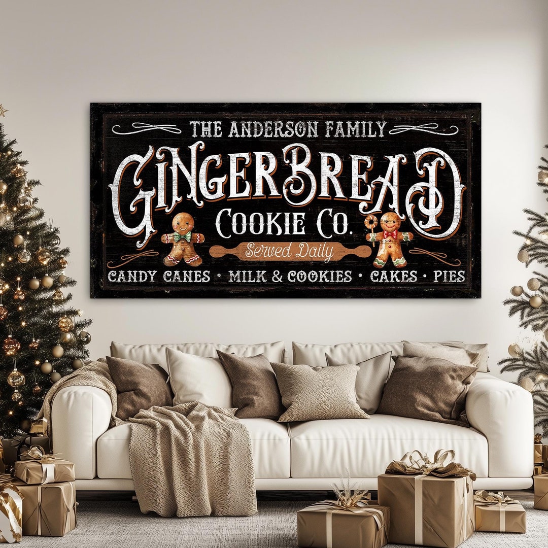Personalized Gingerbread Cookie Co Sign, Custom Family Name Sign ...