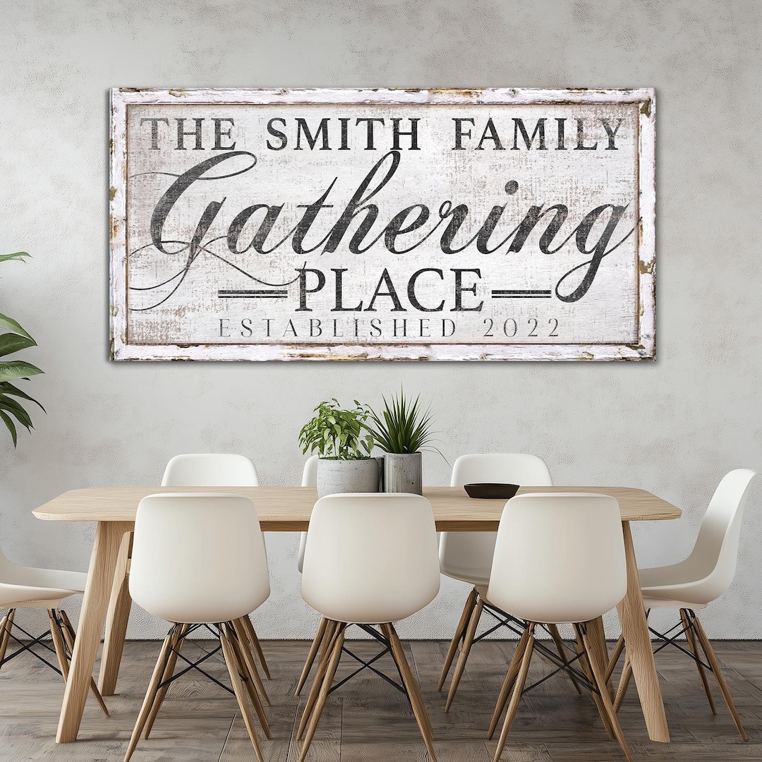 Personalized Gathering Place Sign, Vintage Living Room Wall Art ...