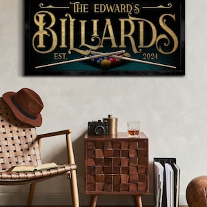 Personalized Billiards Sign, Custom Billiards Sign, Farmhouse Wall ...