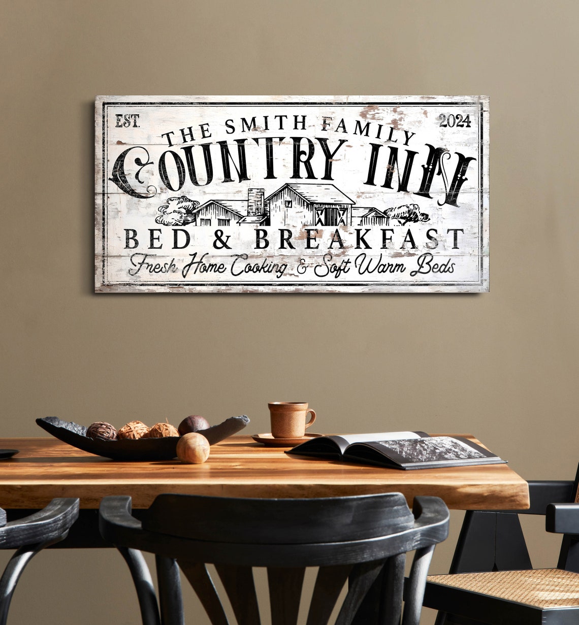 Personalized Family Name Country Inn Sign, Custom Bed & Breakfast Wall ...