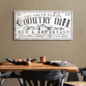 Personalized Family Name Country Inn Sign, Custom Bed & Breakfast Wall ...