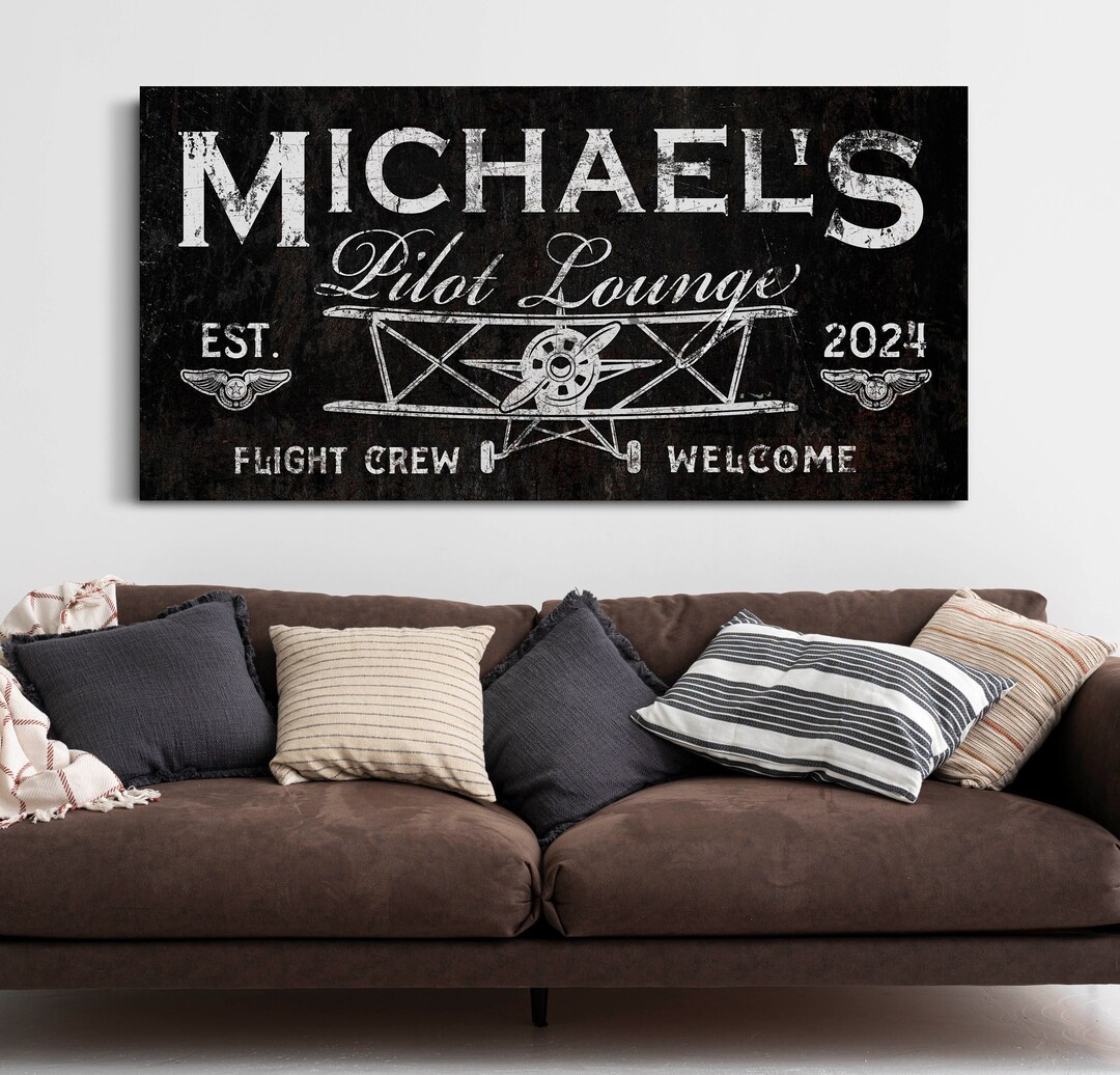 Personalized Pilot Lounge Sign, Custom Flight Crew Wall Decor, Aviation ...