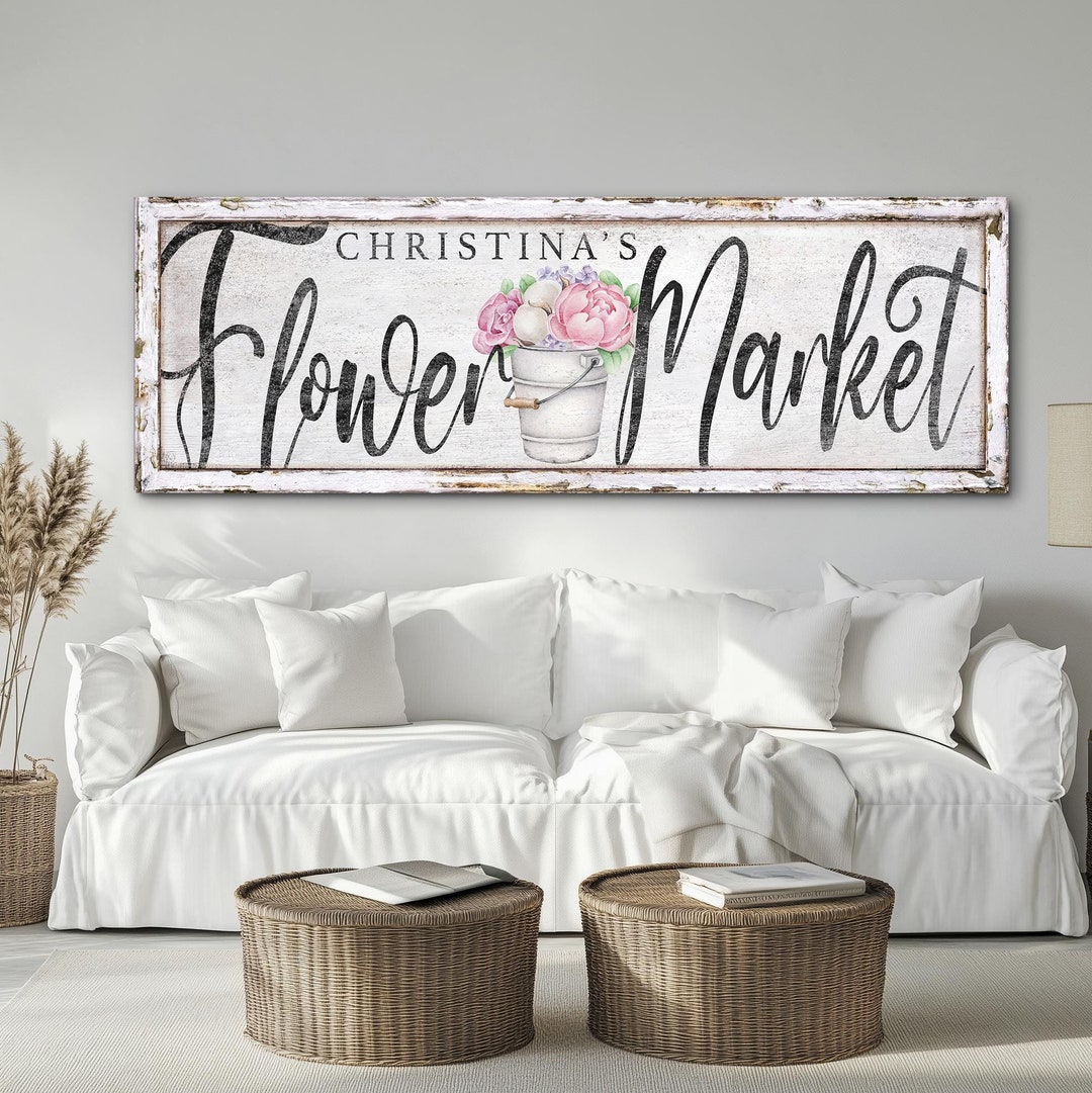 Personalized Flower Market Sign, Vintage Flower Shop Decor, Flower ...