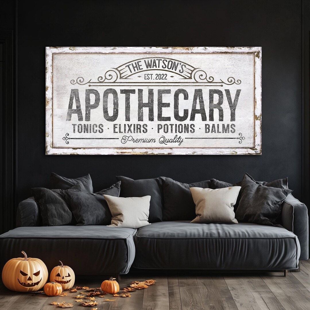 Personalized Apothecary Sign, Halloween Sign, Gift Custom Family Name ...