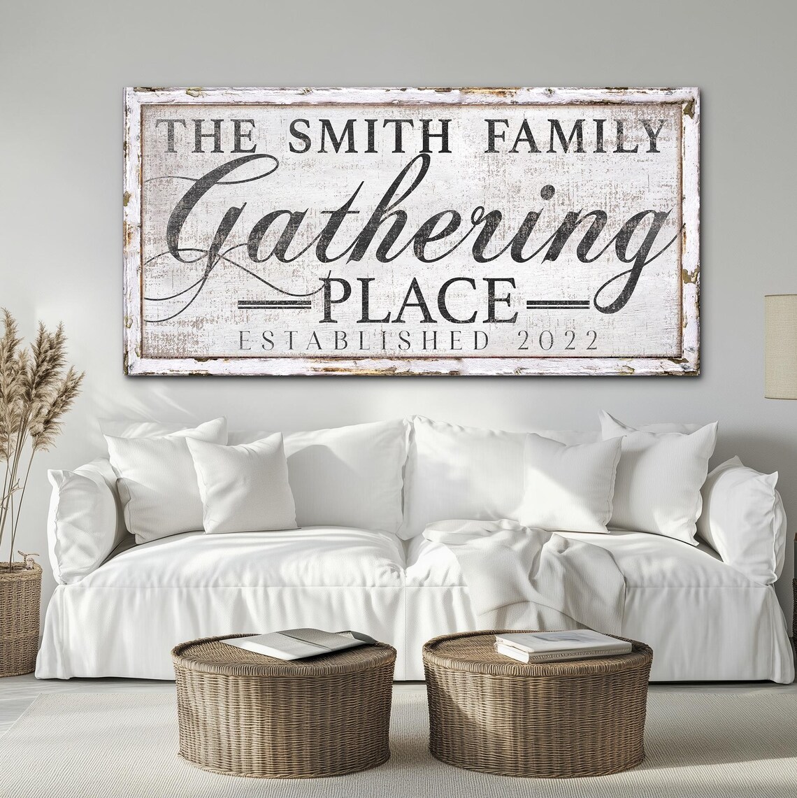 Personalized Gathering Place Sign, Vintage Living Room Wall Art ...