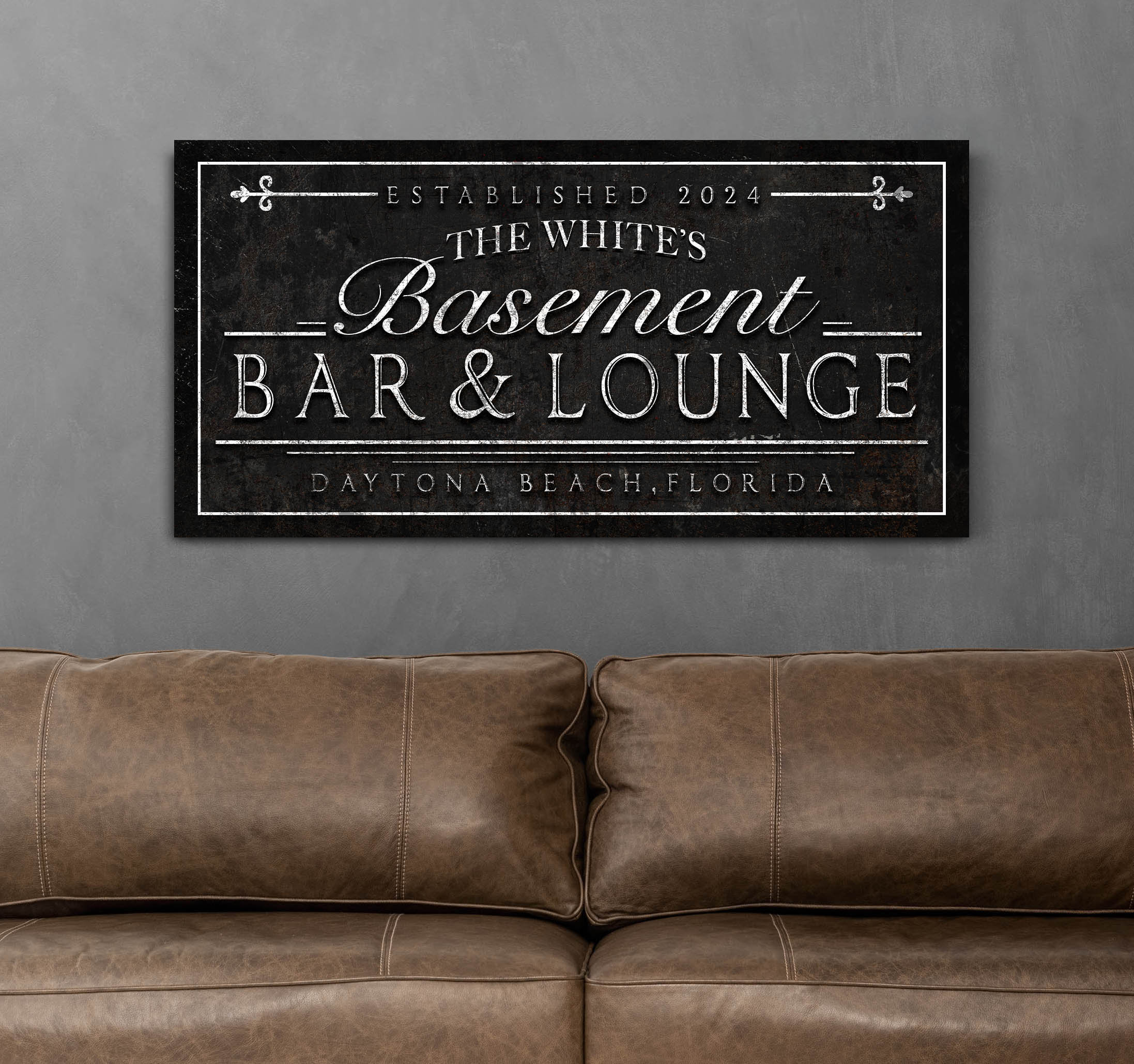 Personalized Basement Bar and Lounge Sign, Custom Last Name Bar Décor ...