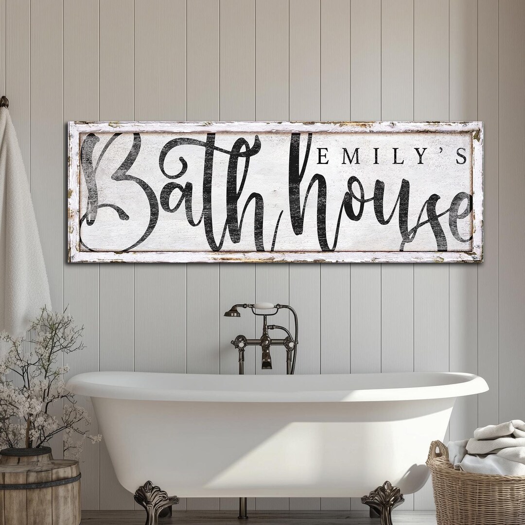 Personalized Bath House Sign, Vintage Bathroom Decor, Bath House Wall ...