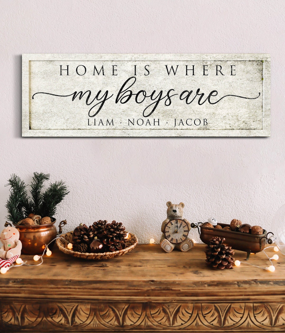 Home is Where My Boys Are Sign, Personalized Sign, Custom Name Sign ...