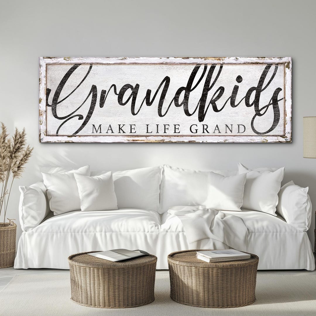 Grandkids Make Life Grand Sign, Gift for Grandparents, Modern ...