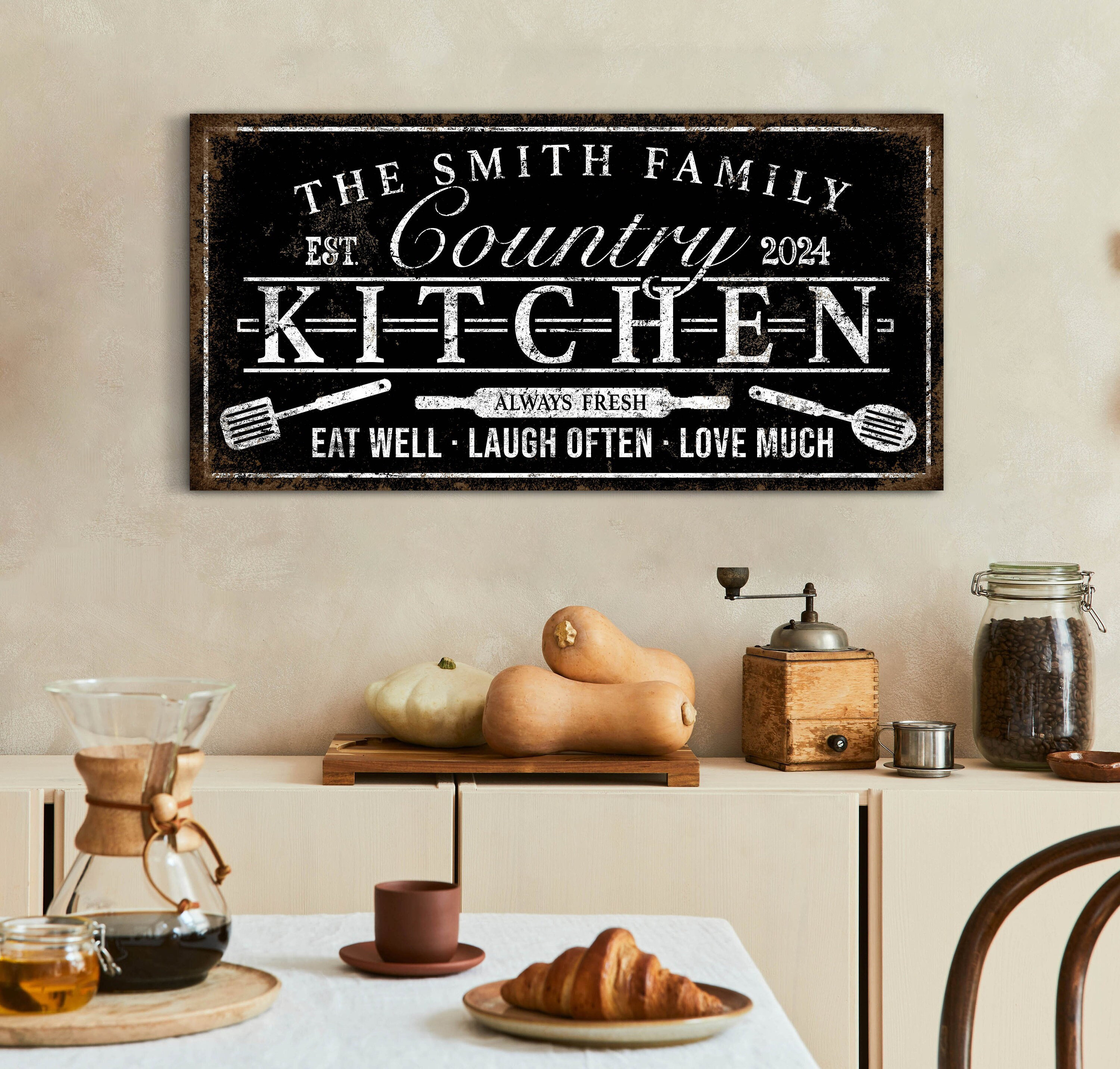 Personalized Country Kitchen Sign Custom Western Kitchen Wall - Etsy
