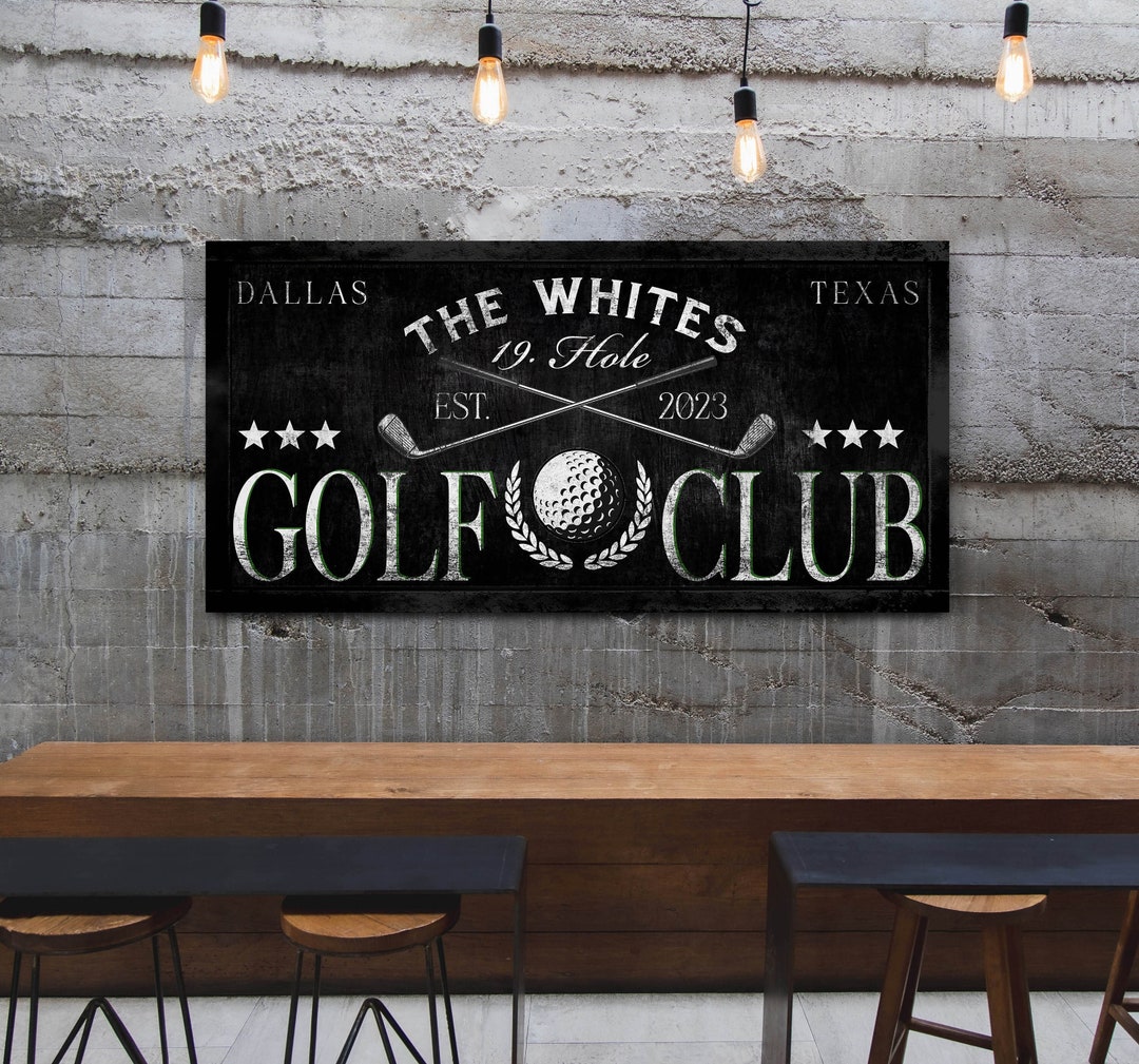 Personalized 19th Hole Golf Club Sign, Custom Golf Team Wall Art ...