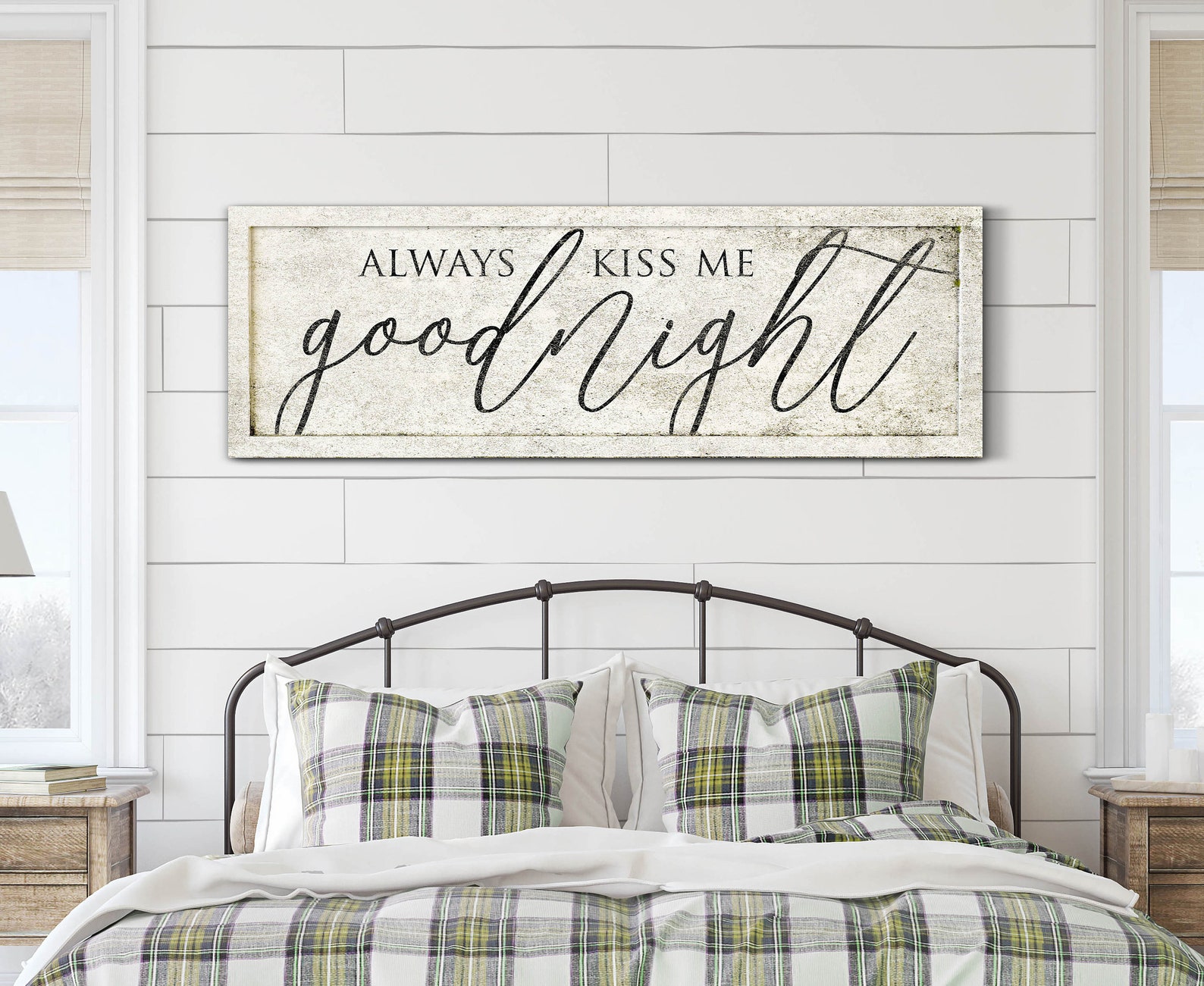 Always Kiss Me Goodnight Sign, Master Bedroom Wall Art, Love Quote ...