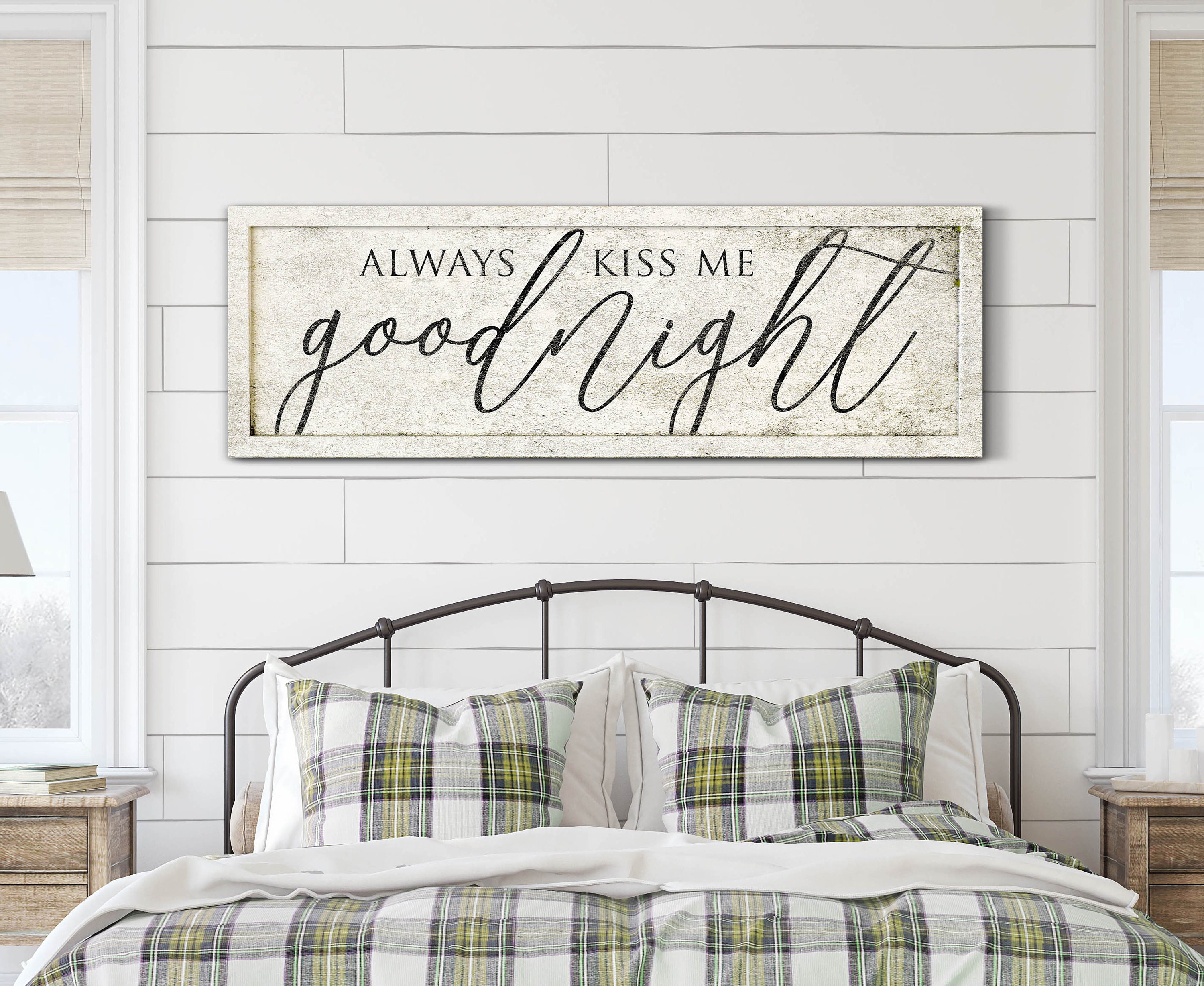Always Kiss Me Goodnight Sign, Master Bedroom Wall Art, Love Quote ...