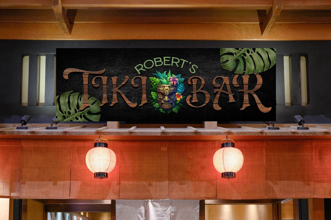 Personalized Tiki Bar Sign, Custom Tiki Bar Sign, Outdoor Home Bar ...