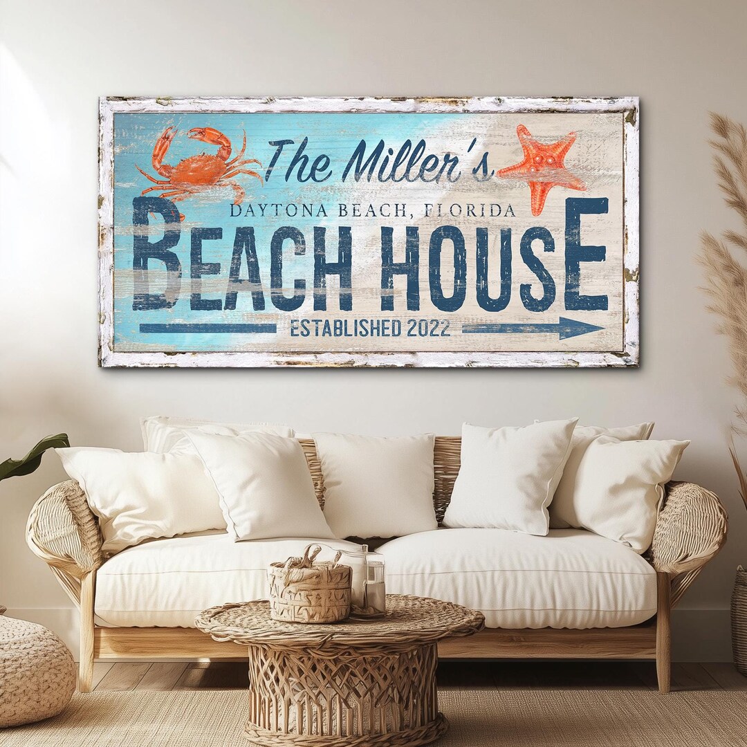 Custom Beach House Sign, Summer Decor, Beach House Sign, Coastal Wall ...