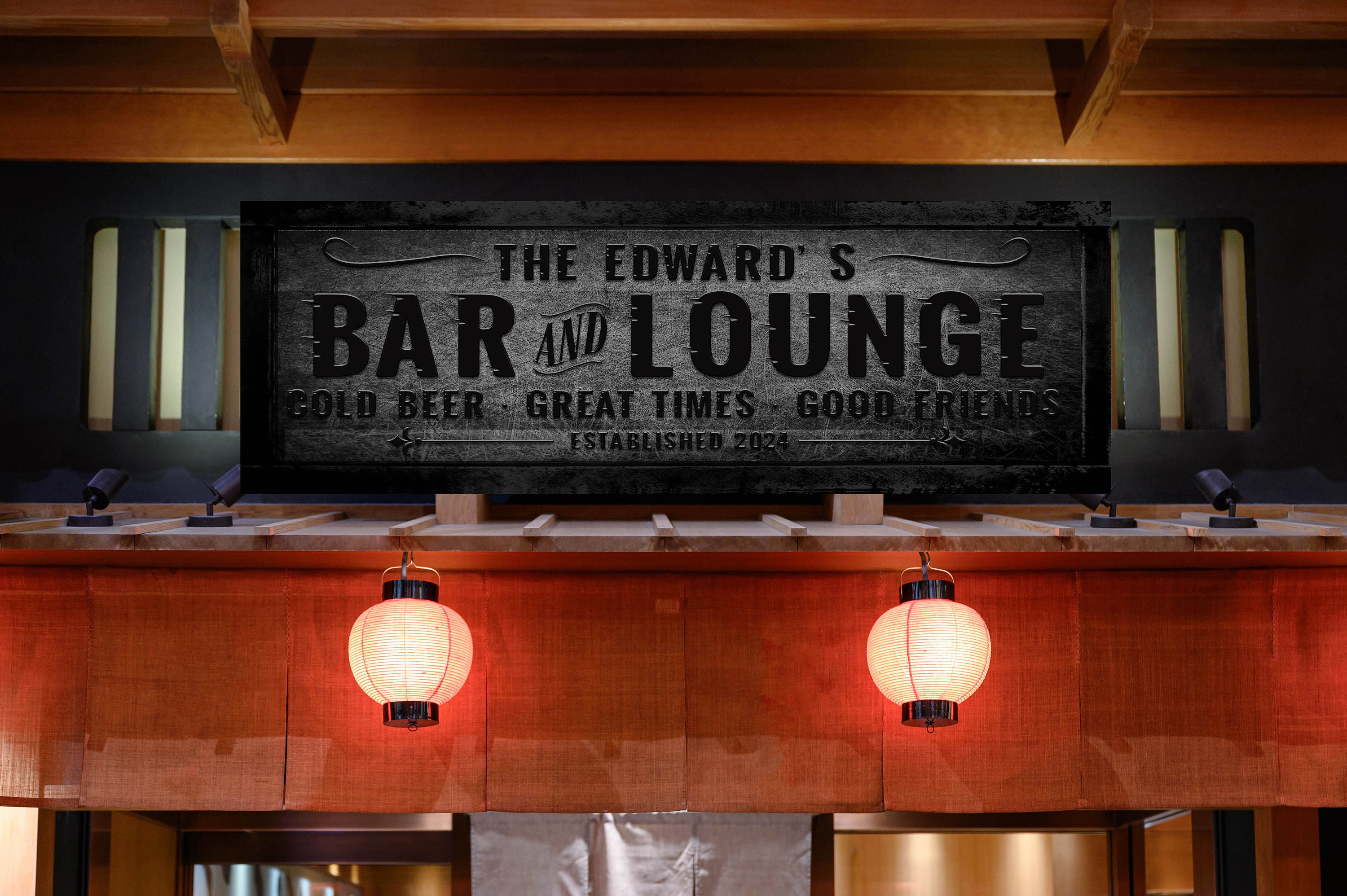 Personalized Bar and Lounge Sign, Custom Home Bar Wall Art With Family ...