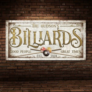Custom Billiards Sign, Basement Man Cave Decor, Game Room Signs, Gifts ...