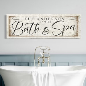 Custom Bath & Spa Sign, Personalized Bath House Canvas Art, Bathroom ...