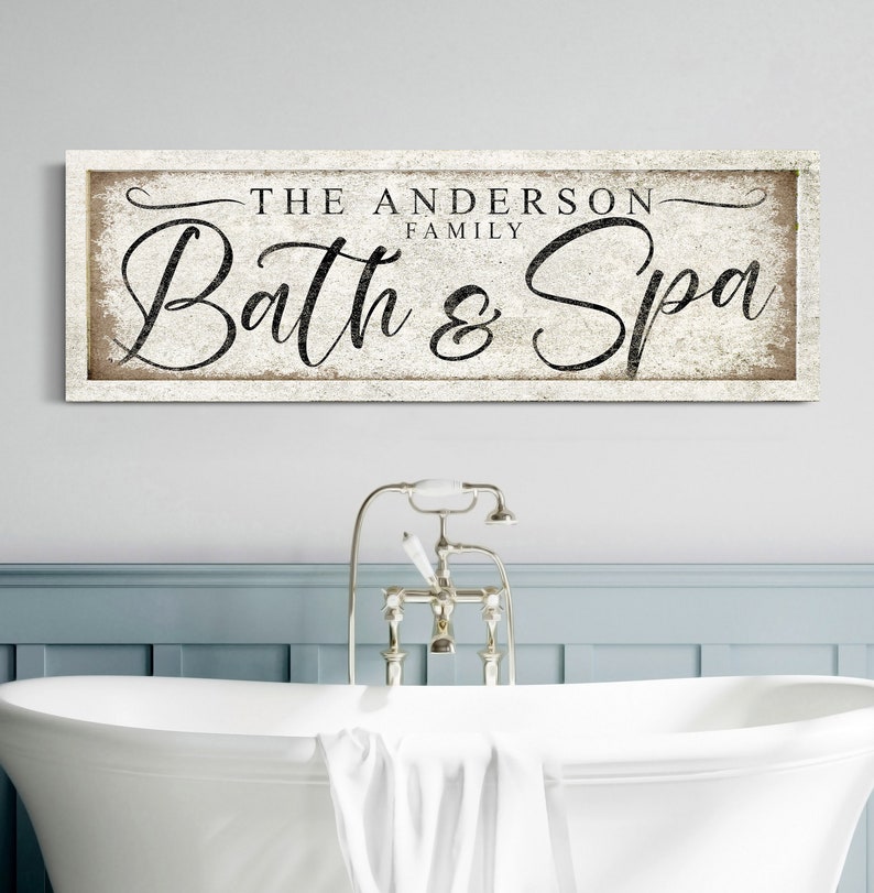 Custom Bath & Spa Sign, Personalized Bath House Canvas Art, Bathroom ...