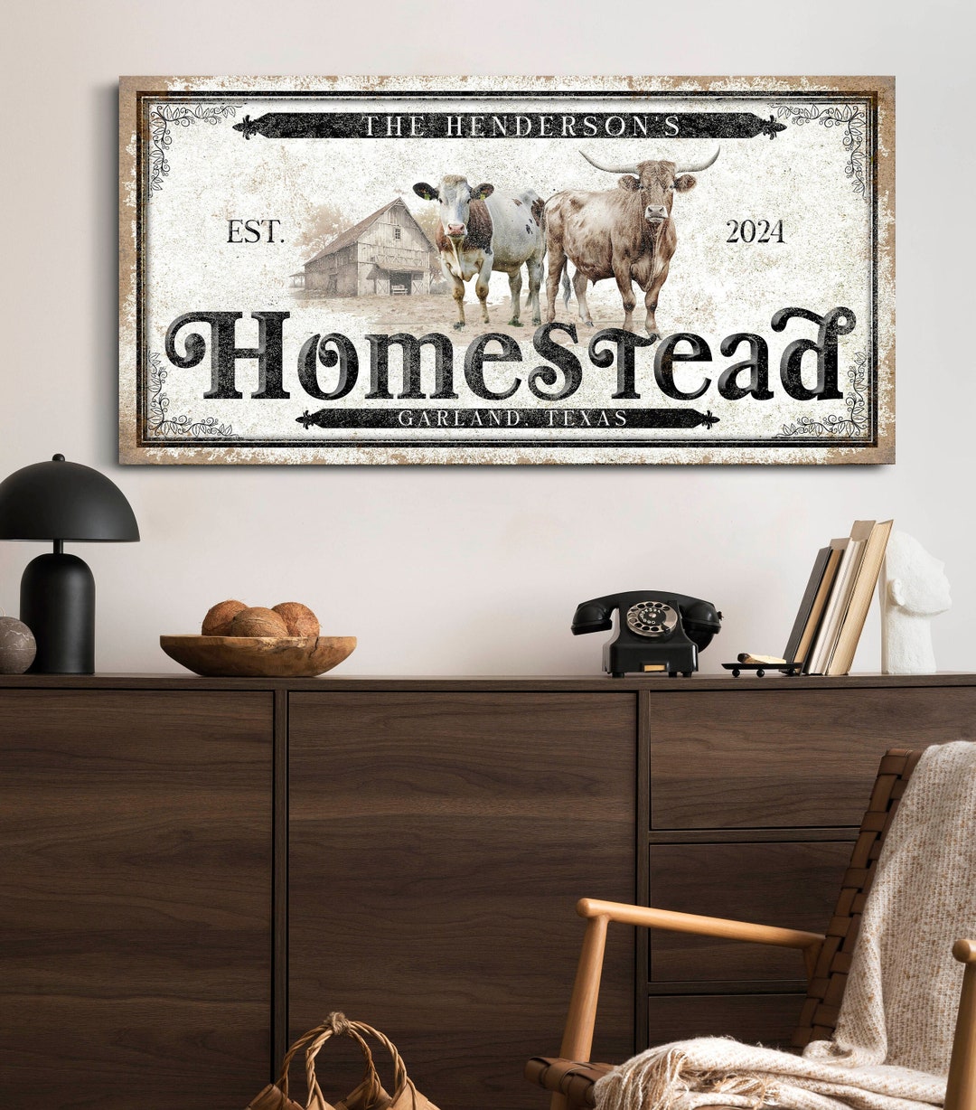 Custom Family Name Homestead Sign, Personalized Farm Wall Decor, Modern ...