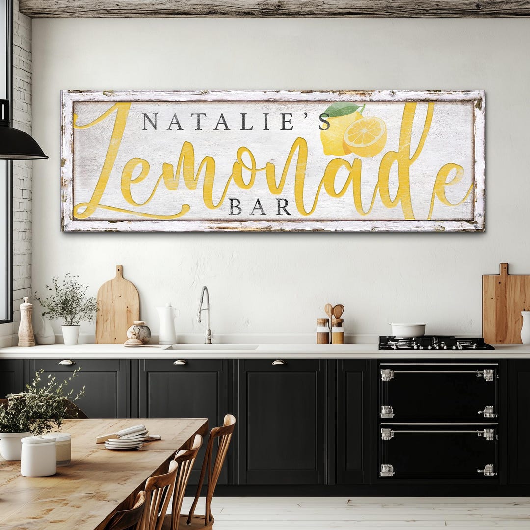 Custom Lemonade Bar Sign, Rustic Kitchen Decor, Personalized Summer Bar ...