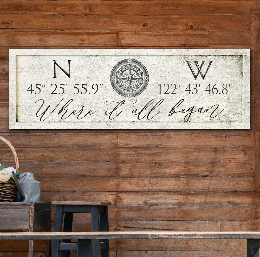 Personalized Where It All Began Coordinates Sign, Custom Gps ...