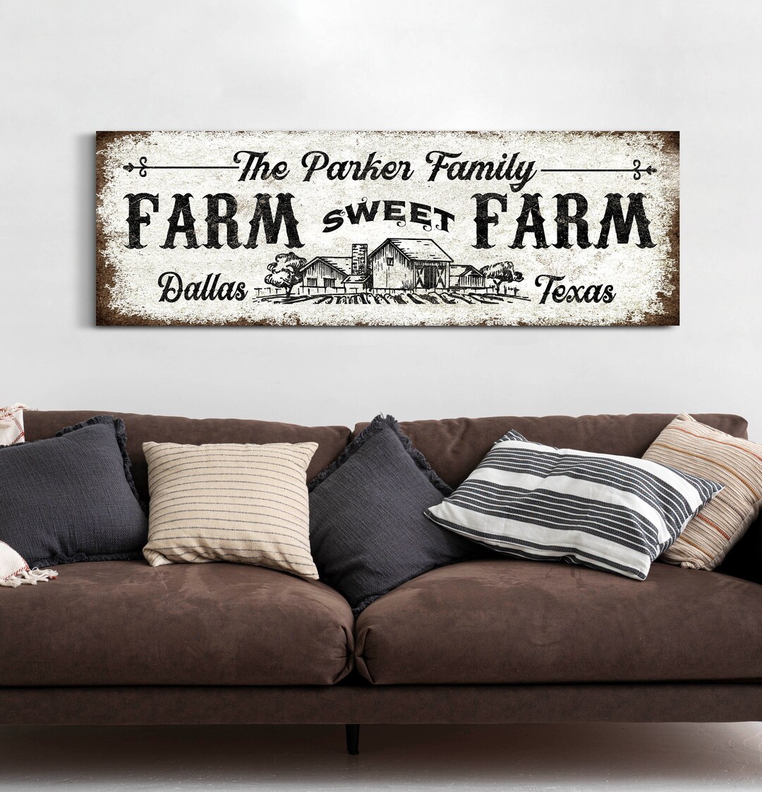 Custom Farm Sweet Farm Sign, Personalized Farmhouse Wall Art, Rustic ...