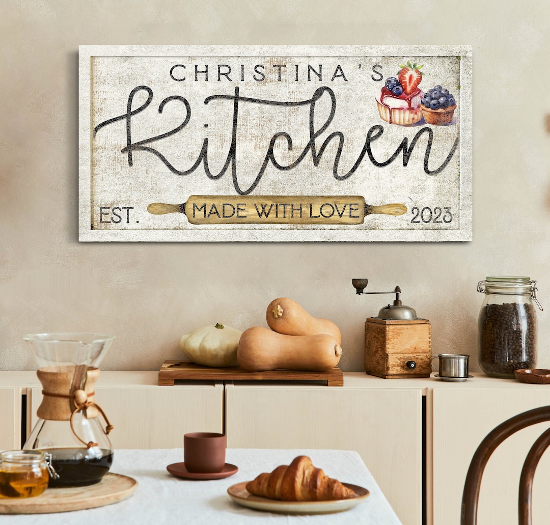 Personalized Family Kitchen Sign, Custom Gift Kitchen Decor, Kitchen ...