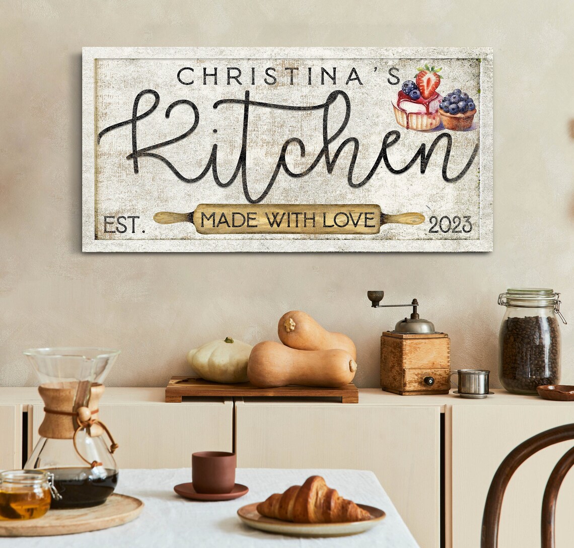 Personalized Family Kitchen Sign, Custom Gift Kitchen Decor, Kitchen ...