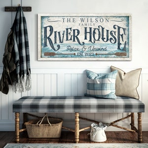 Personalized River House Sign, Custom River Life Canvas Art, Summer ...