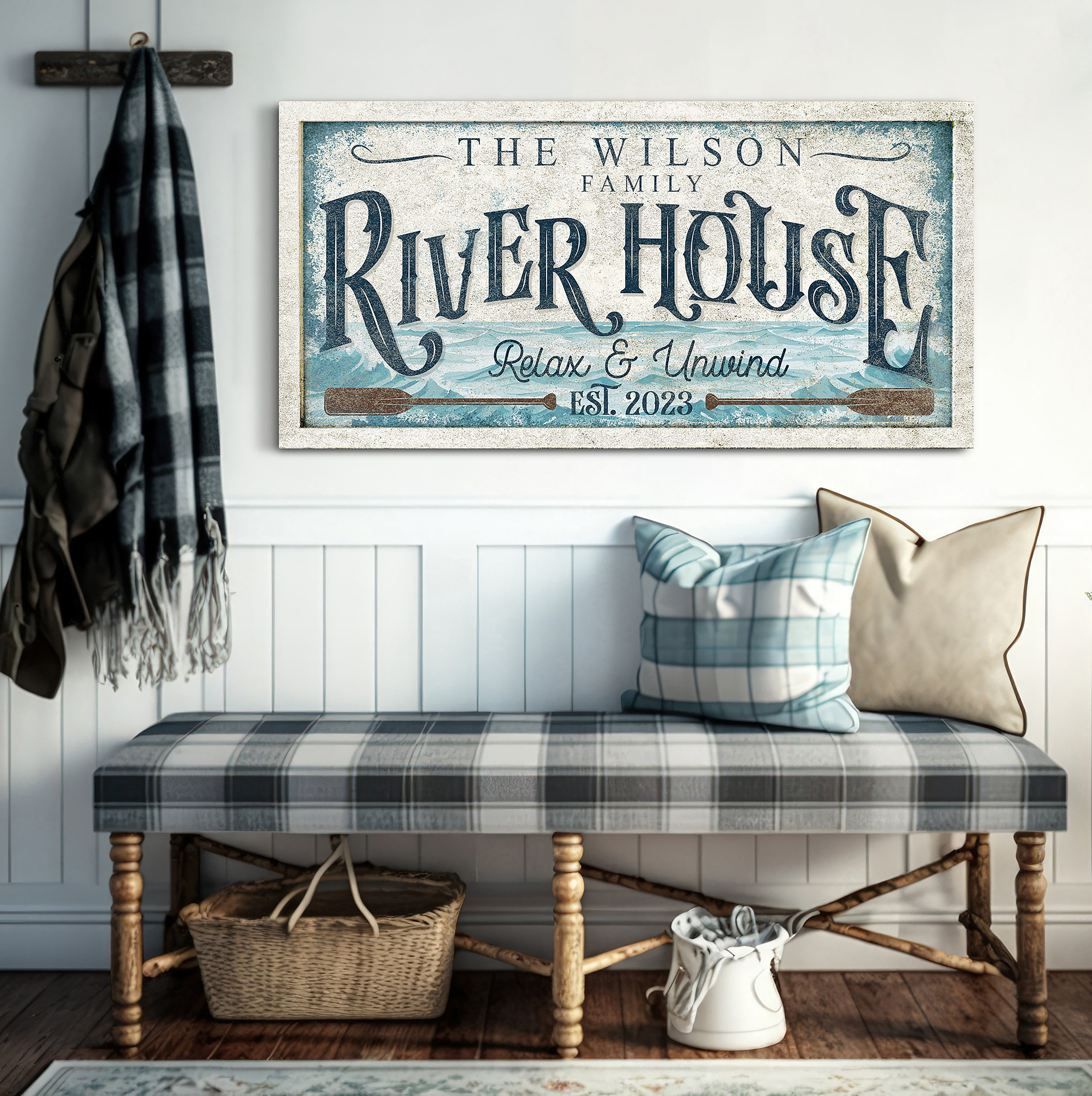 Personalized River House Sign, Custom River Life Canvas Art, Summer ...