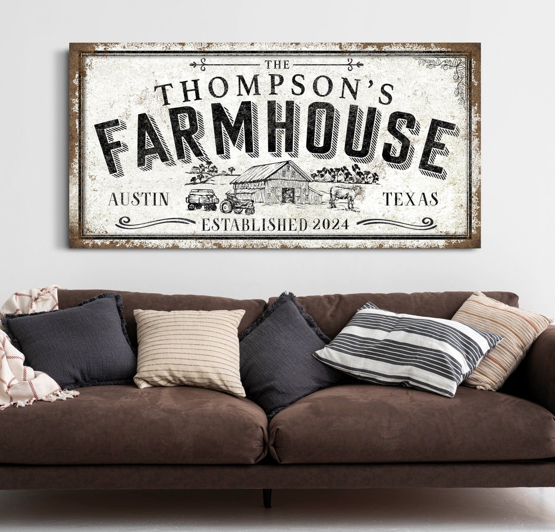 Personalized Farmhouse Sign, Custom Family Name Wall Art With ...