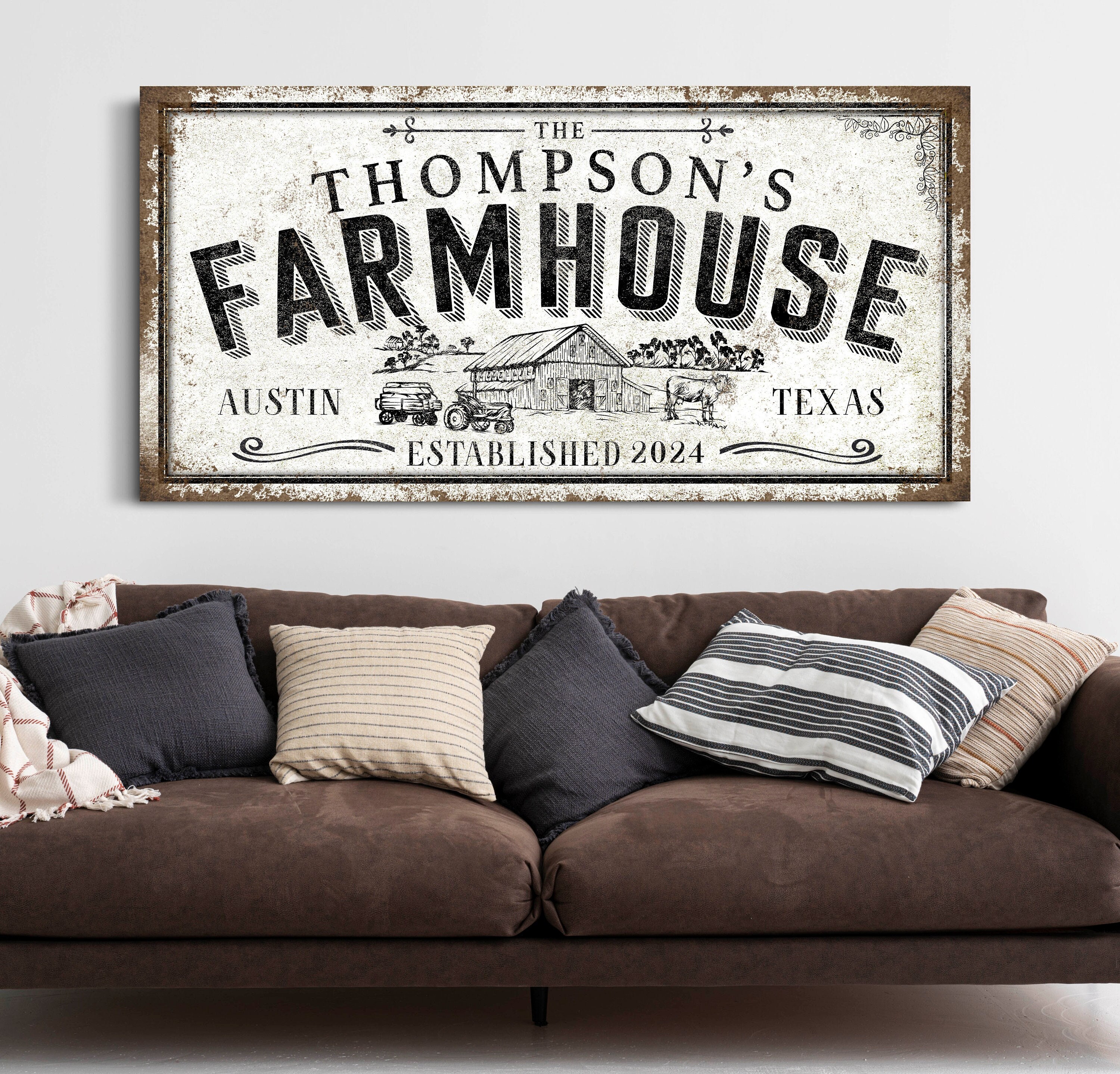 Personalized Farmhouse Sign Custom Family Name Wall Art With - Etsy