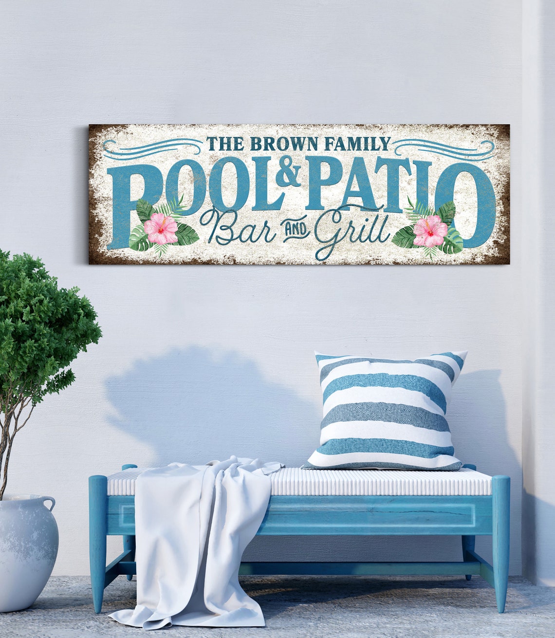 Personalized Pool & Patio Sign, Custom Bar and Grill Wall Art, Family ...