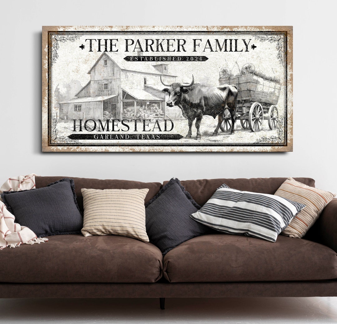 Personalized Homestead Sign, Custom Farmhouse Wall Art, Family Farm ...